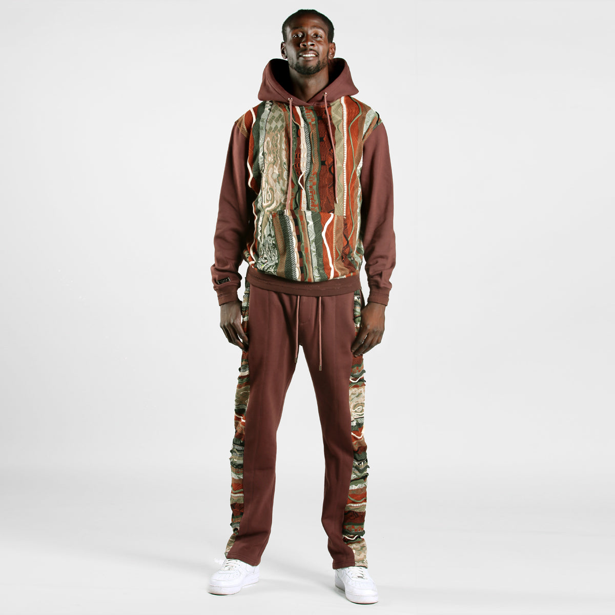 COOGI Sweater Pieced Fleece Hoody - Brown – Coogi